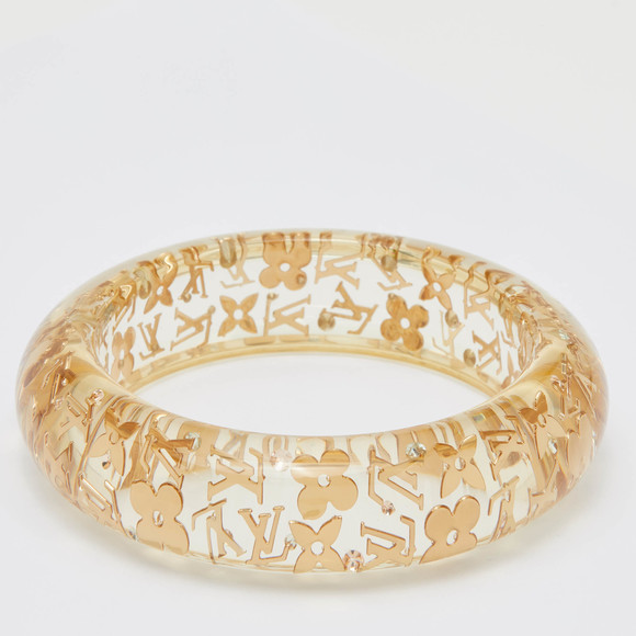 Louis Vuitton | Jewelry | Louis Vuitton Clear Resin Gold Tone Monogram ...